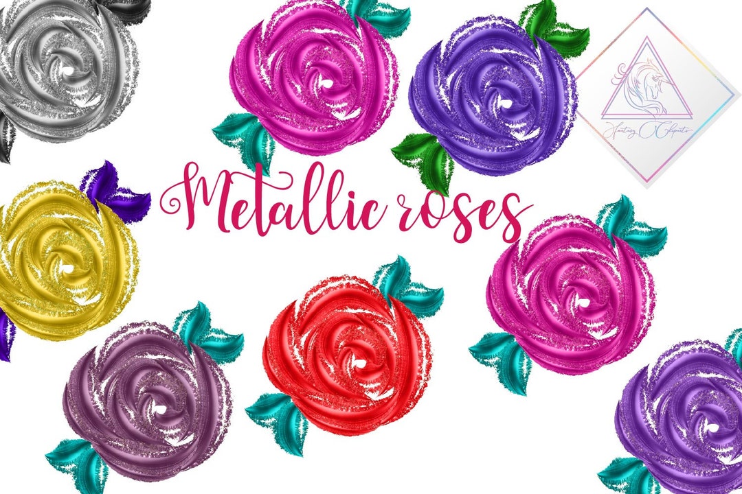 Metallic Roses, Floral Clipart, Flowers Clip Art, Fantasy Cliparts ...