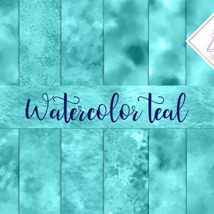 Teal Watercolor, Painted Textures, Digital Paper, Paint Background ...