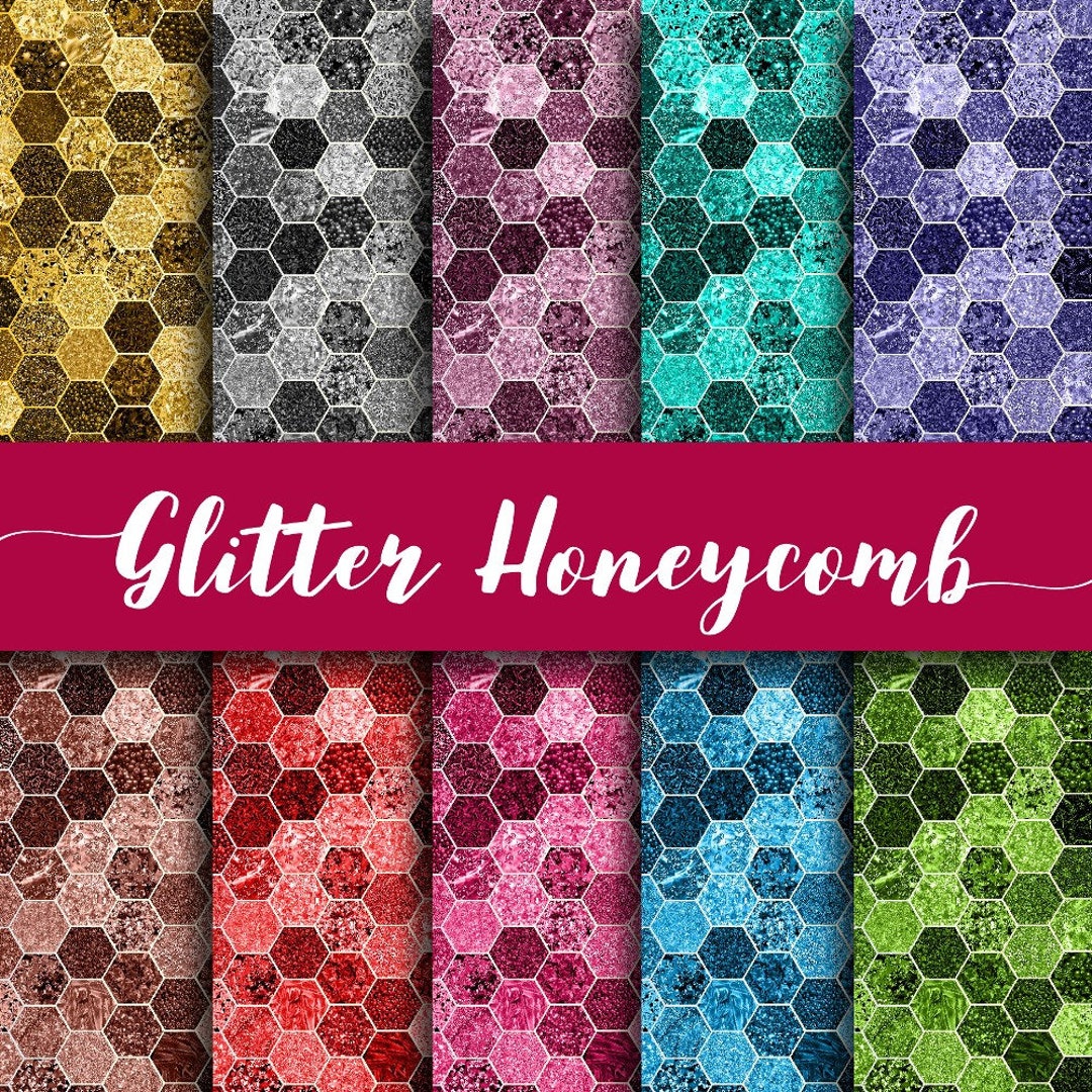 Glitter Honeycomb, Digital Paper, Glitter Paper Pack, Scrapbooking ...
