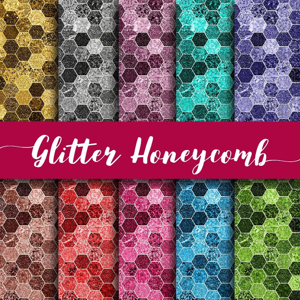 Glitter honeycomb digital paper glitter paper pack | Etsy