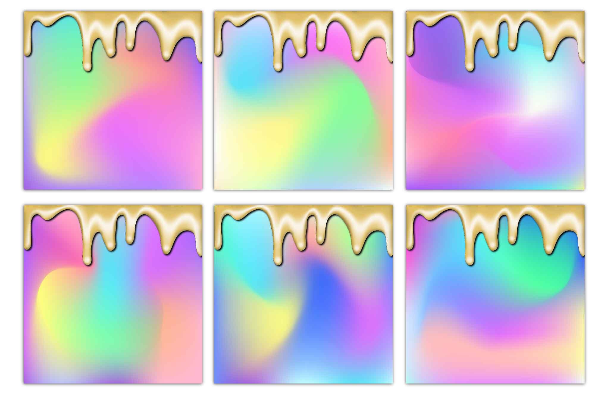 Holographic Texture Gold Drippings Digital Paper Magic | Etsy