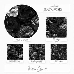 Watercolor Black Roses and Peonies Digital Paper Halloween Gothic ...