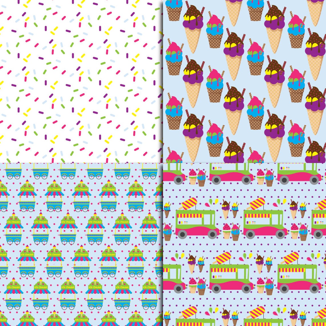 Ice Cream Paper Kids Digital Paper Children Scrapbook - Etsy