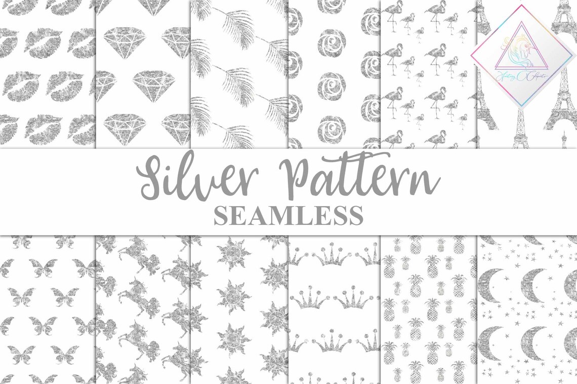 Silver Pattern Seamless Patterns Clipart Overlay Clip Art - Etsy