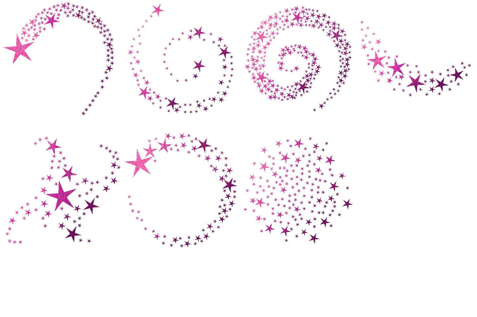 Hot Pink Stars Star Swirls Fuchsia Clipart Swirling - Etsy