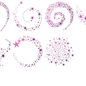 Hot Pink Stars, Star Swirls, Fuchsia Clipart, Swirling Celestial ...