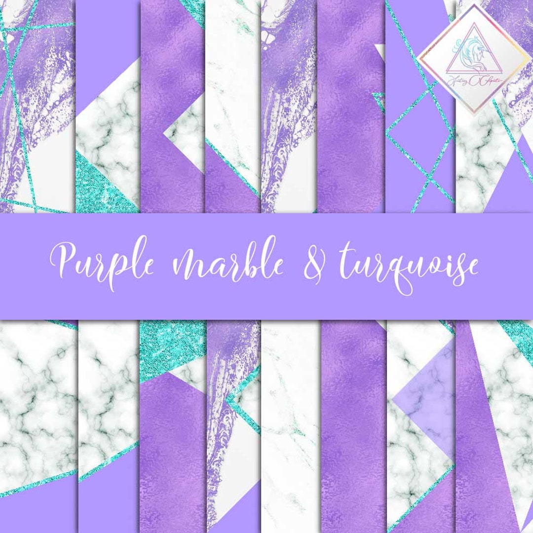 White Marble With Purple Foil and Turquoise Glitter in Jpg Format, Size ...