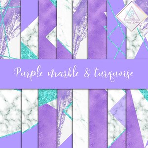 White Marble With Purple Foil and Turquoise Glitter in Jpg Format, Size ...