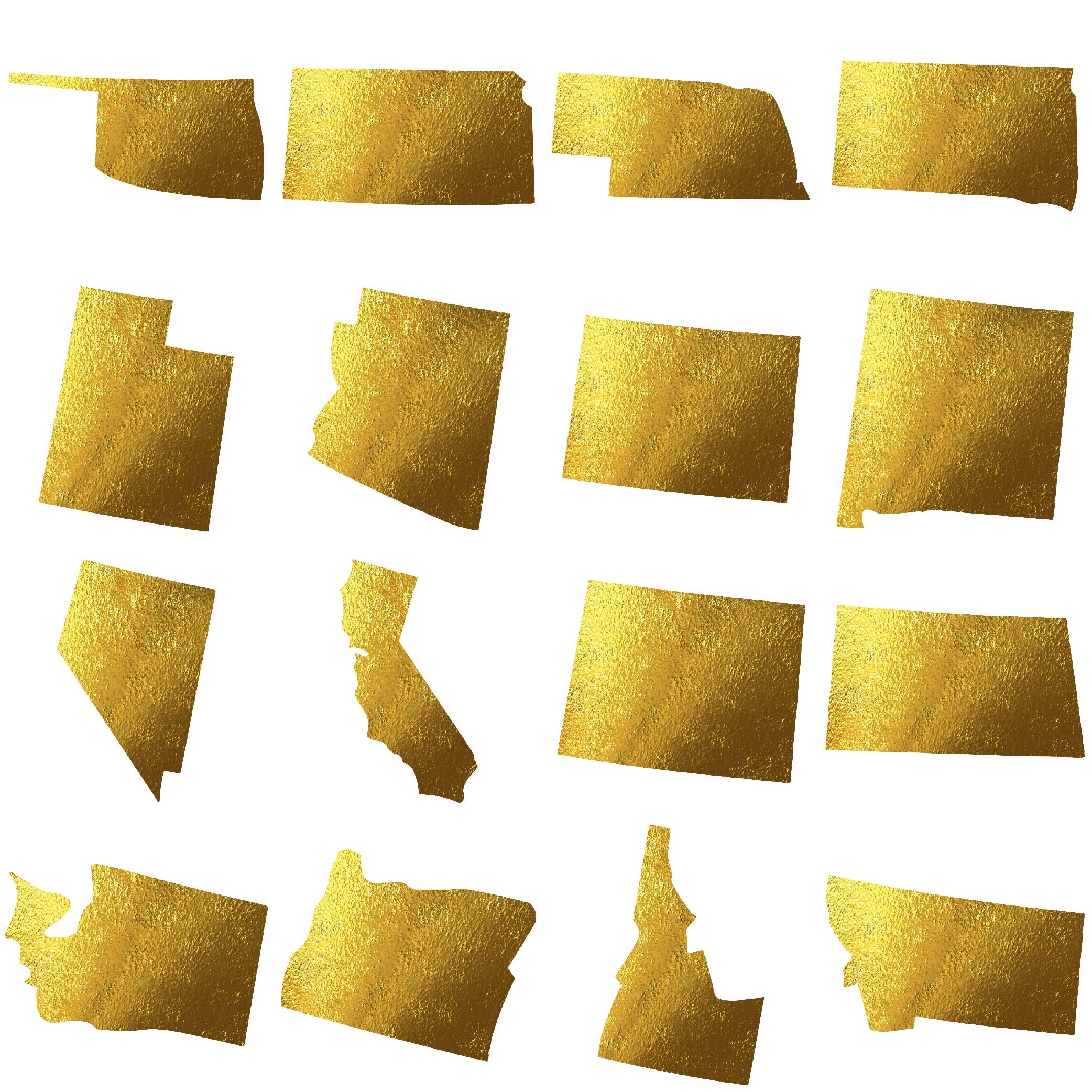 Gold Foil Usa Map American States Map Golden Maps Fantasy - Etsy