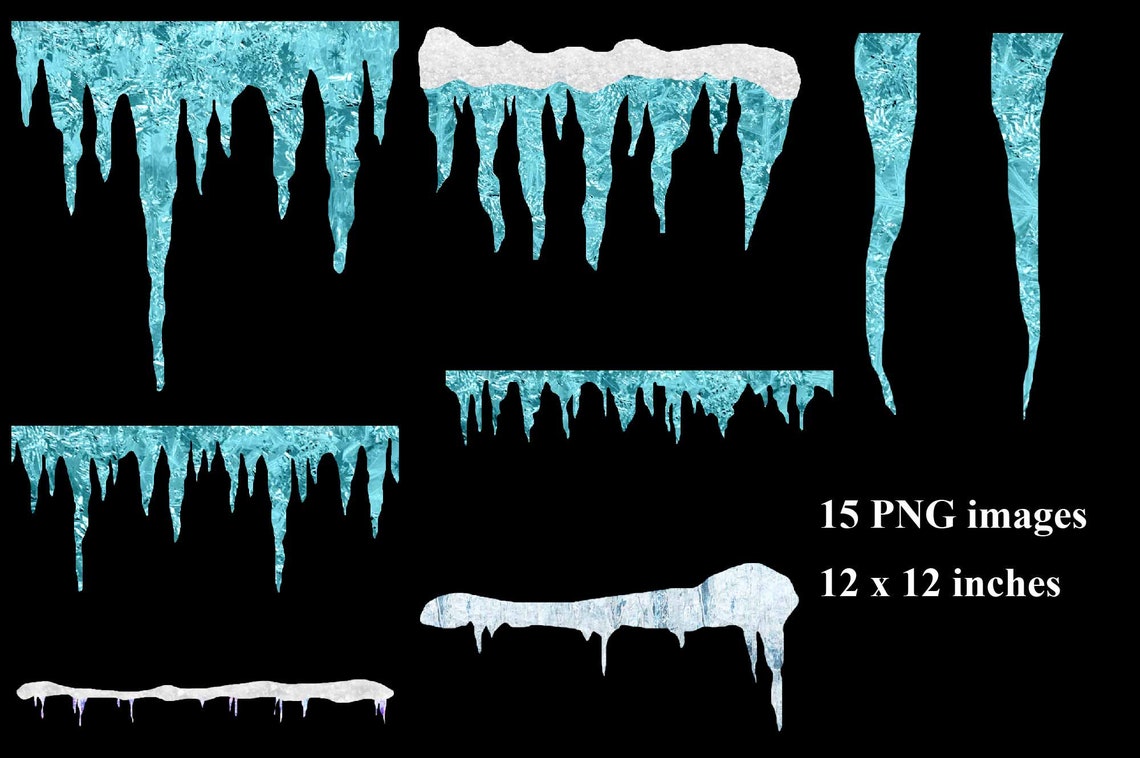 Frosted Icicles Frozen Ice Winter Clipart Snowflakes Snowy | Etsy
