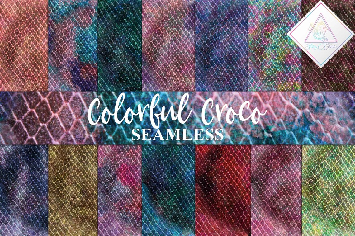 Colorful Croco Paper Crocodile Texture Seamless Patterns - Etsy