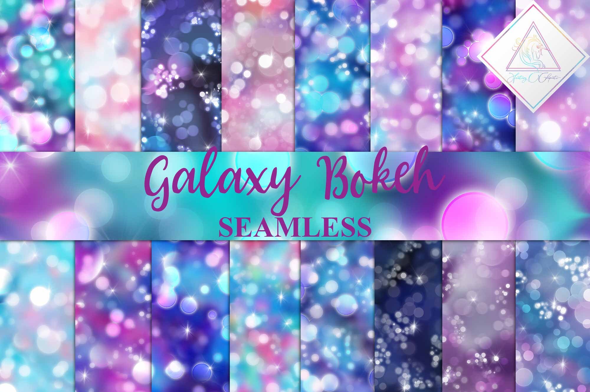Galaxy Bokeh Digital Paper Mermaid Blue Seamless Pattern - Etsy