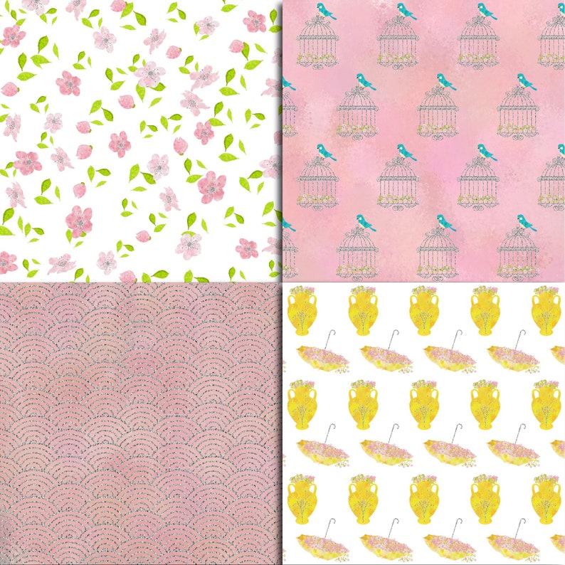 Cherry Blossom Digital Paper Watercolor Backgrounds - Etsy