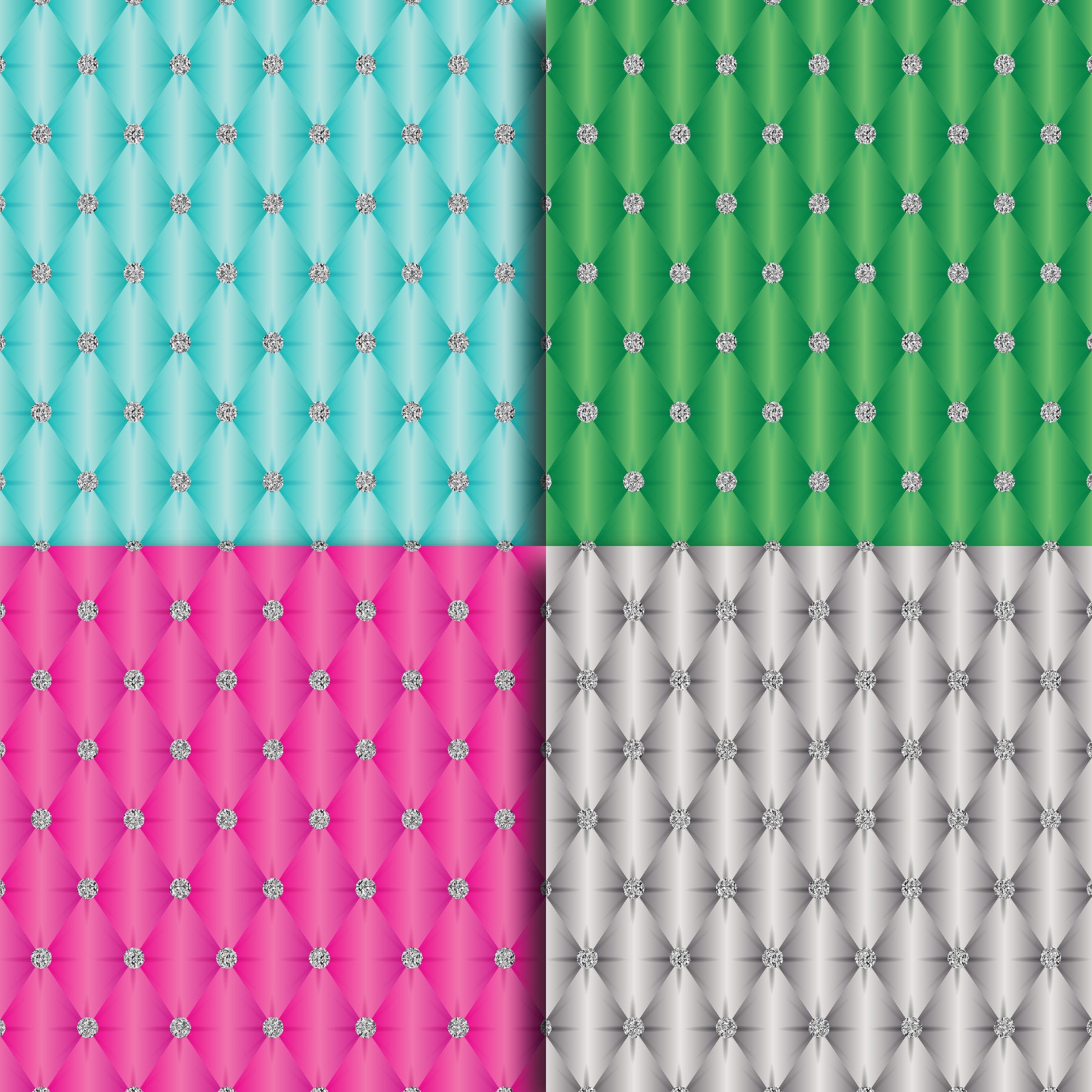 Tufted Digital Paper Silver Glitter Buttons Luxury - Etsy