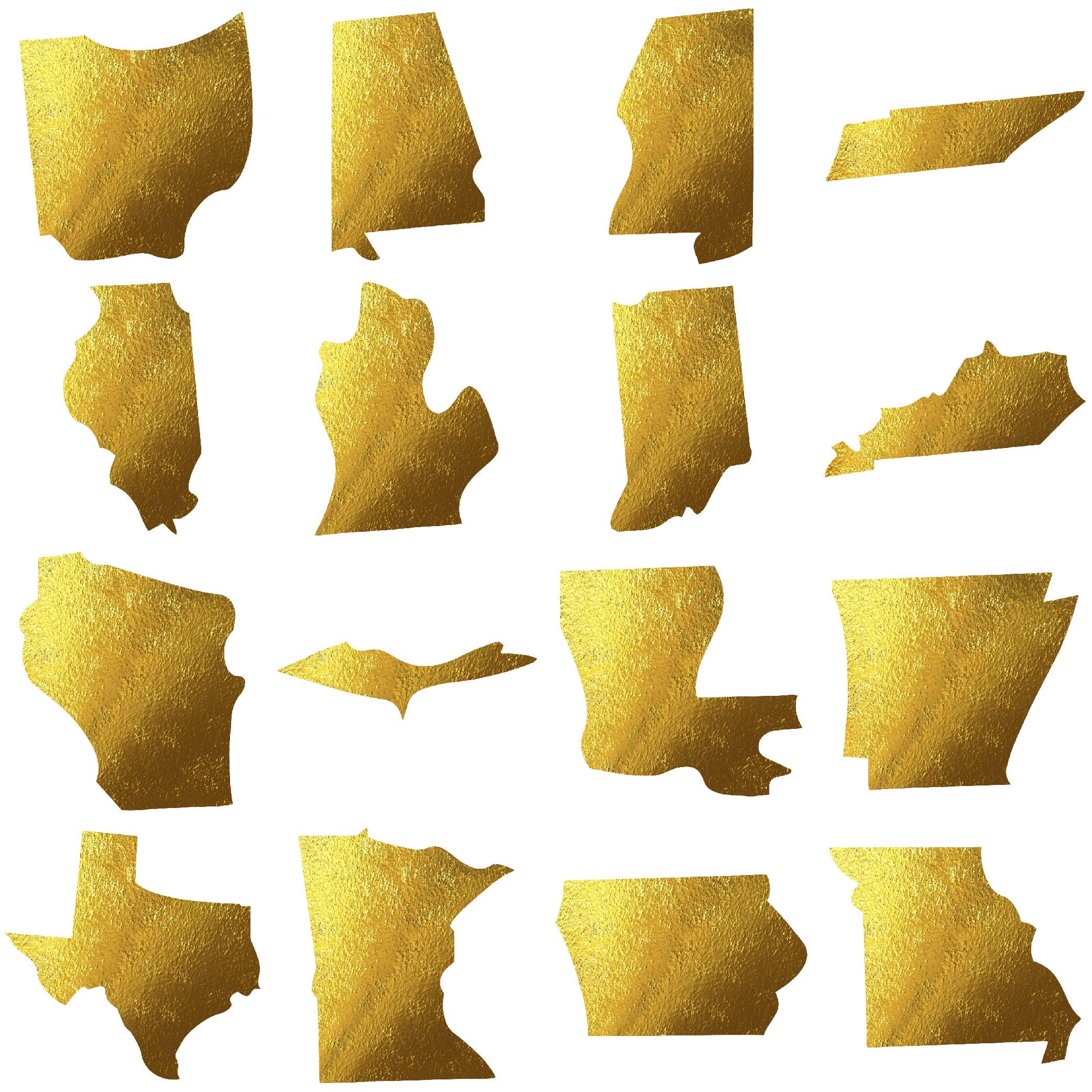 Gold Foil Usa Map American States Map Golden Maps Fantasy - Etsy