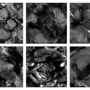 Black Alcohol Ink, Digital Paper, Seamless Patterns, Liquid Textures ...