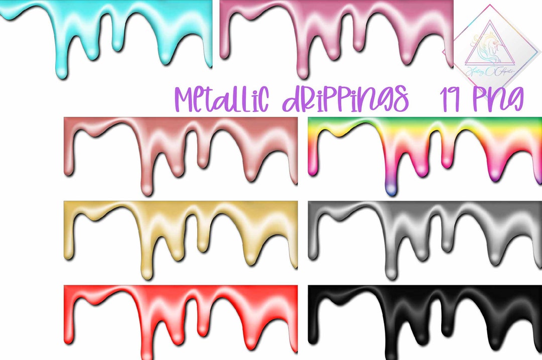 Metallic Drippings, Drips Overlay, Sparkling Drops, Liquid Metal ...