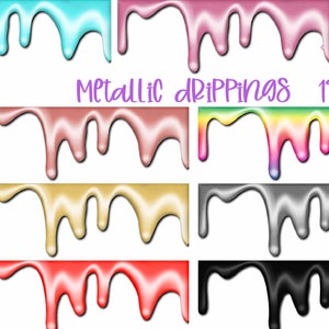 Metallic Drippings, Drips Overlay, Sparkling Drops, Liquid Metal ...