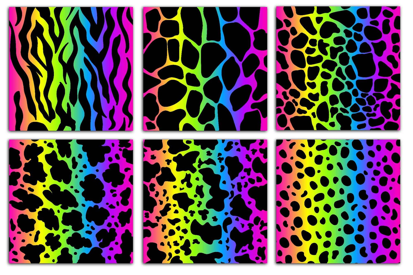 Neon Animal Print Digital Paper Rainbow Safari Seamless - Etsy