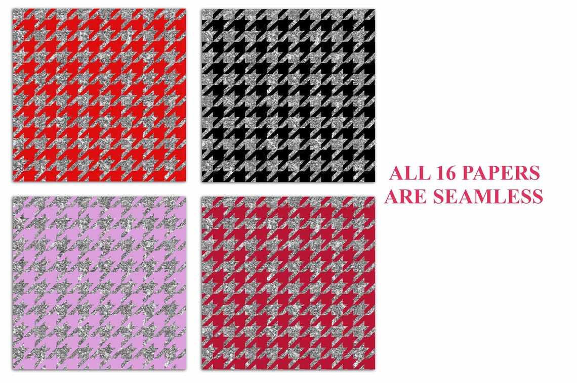 Silver Glitter Houndstooth Pattern Digital Paper Seamless - Etsy
