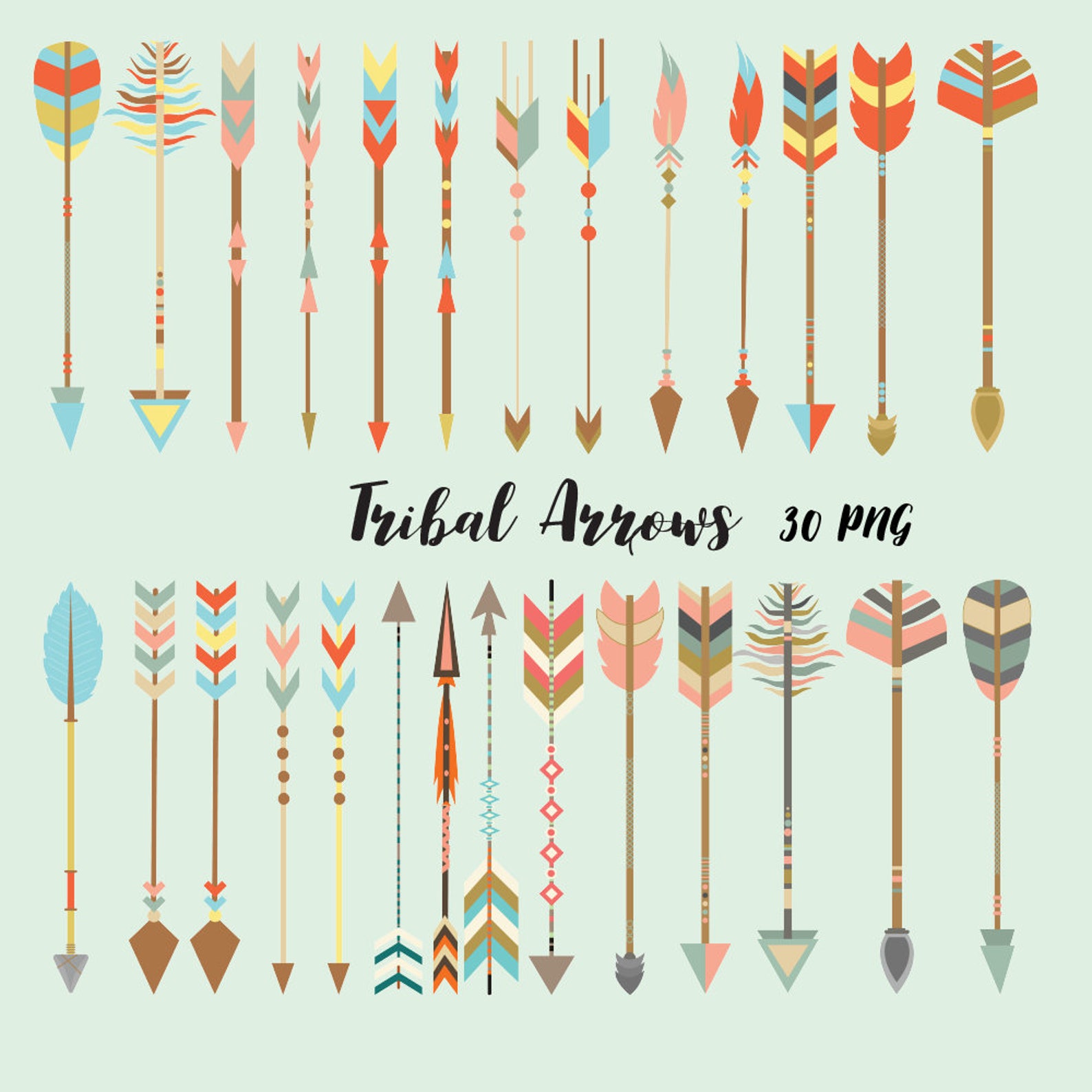 Tribal Bundle Tribal Arrows Clipart Tribal Feathers Digital - Etsy