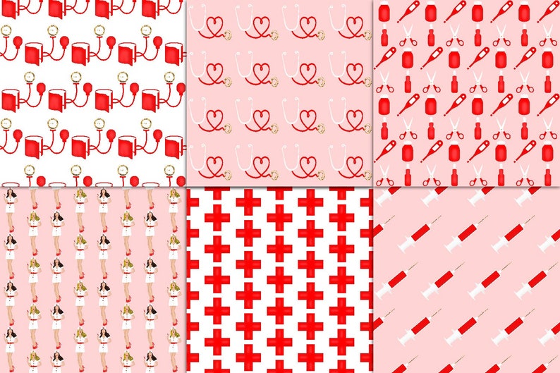 Nurse Digital Paper Nurses Scrapbooking Medical Health - Etsy