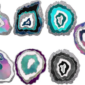 Geode Crystals Watercolor Clipart Agate Amethyst Watercolor - Etsy