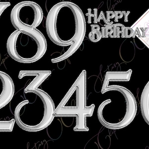Silver Foil Balloon Numbers Clipart, Gray Mylar Letters in Png ...