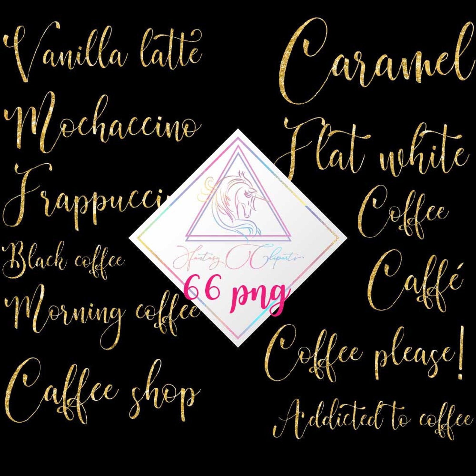 Coffee Word Art Coffee Clipart Coffee Clip Art Gold Glitter - Etsy