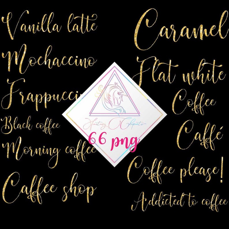 Coffee Word Art Coffee Clipart Coffee Clip Art Gold Glitter - Etsy
