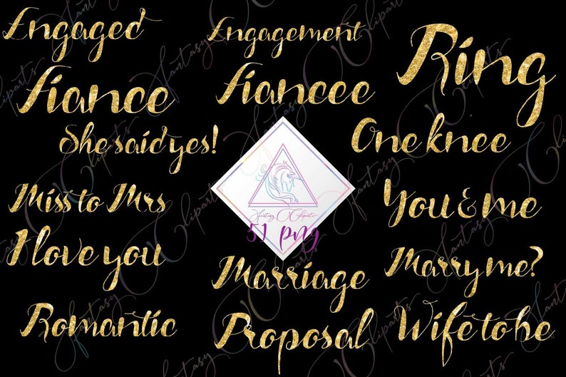 Engagement Word Art in Png Made by Fantasy Cliparts We Are | Etsy