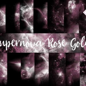 Supernova Rose Gold, Galaxy Digital Paper, Whimsical Scrapbook, Blush ...