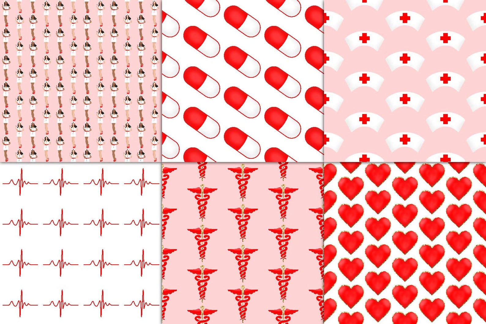 Nurse Digital Paper Nurses Scrapbooking Medical Health - Etsy