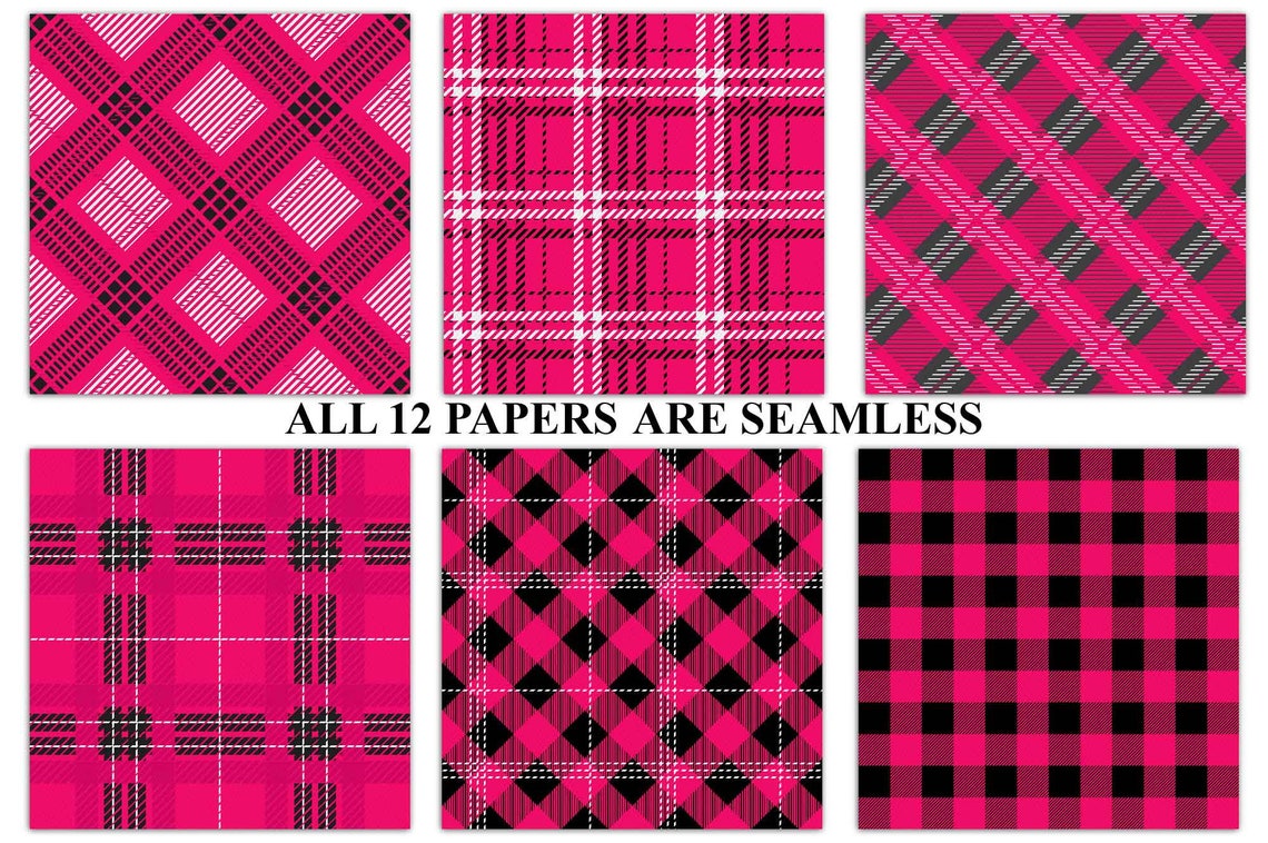 Hot Pink Plaid Seamless Patterns Digital Paper Tartan - Etsy
