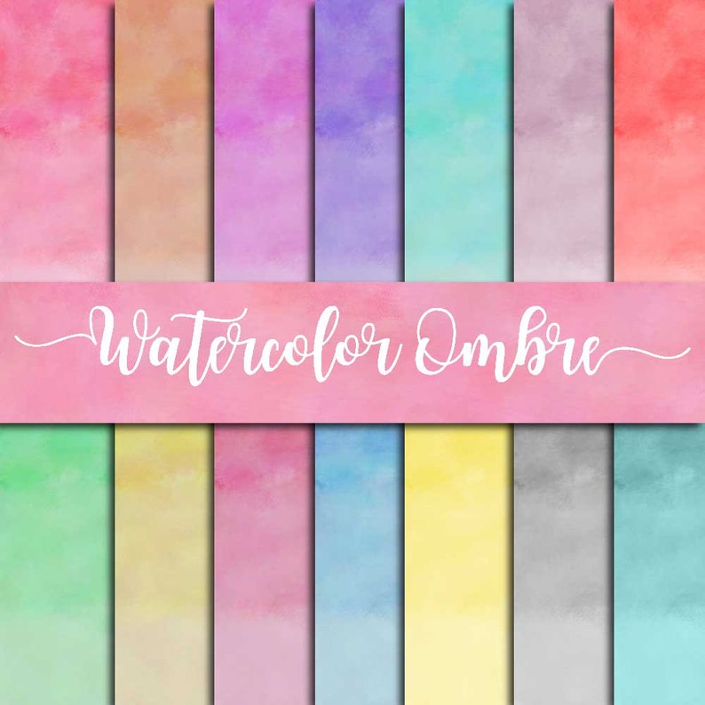 Watercolor ombre digital paper watercolour ombre blush | Etsy