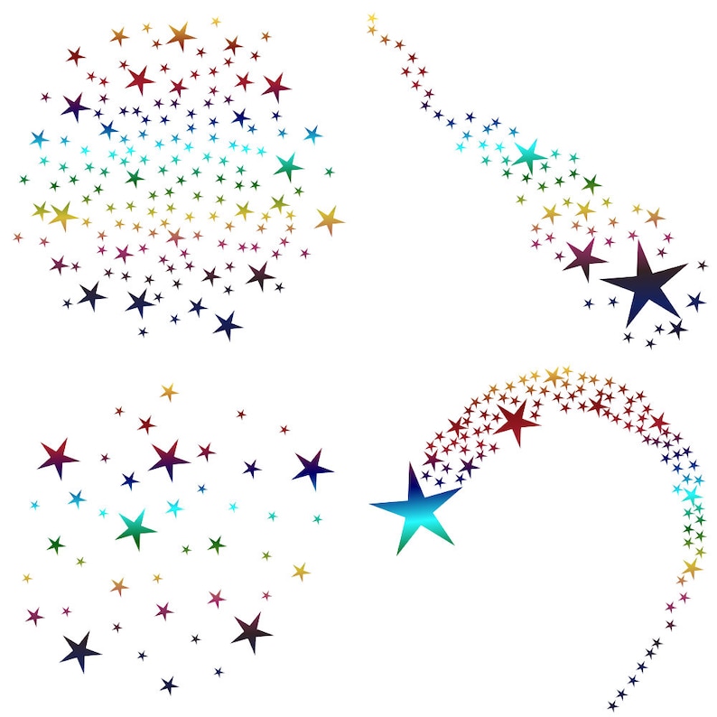 Star swirls clipart swirling stars rainbow stars stars clip | Etsy