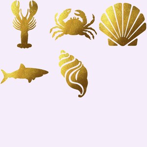 Sea Animals Clipart, Sea Animal Clip Art, Gold Foil Silhouettes, Ocean ...