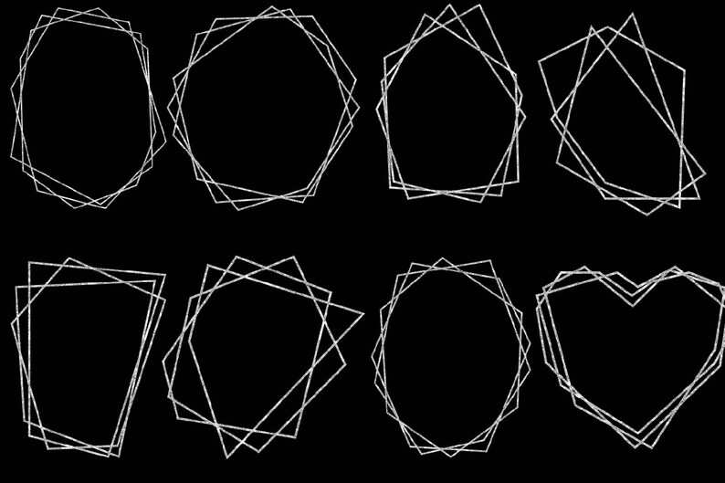 Silver Glitter Geometric Frames Polygonal Shapes Boho Clip - Etsy