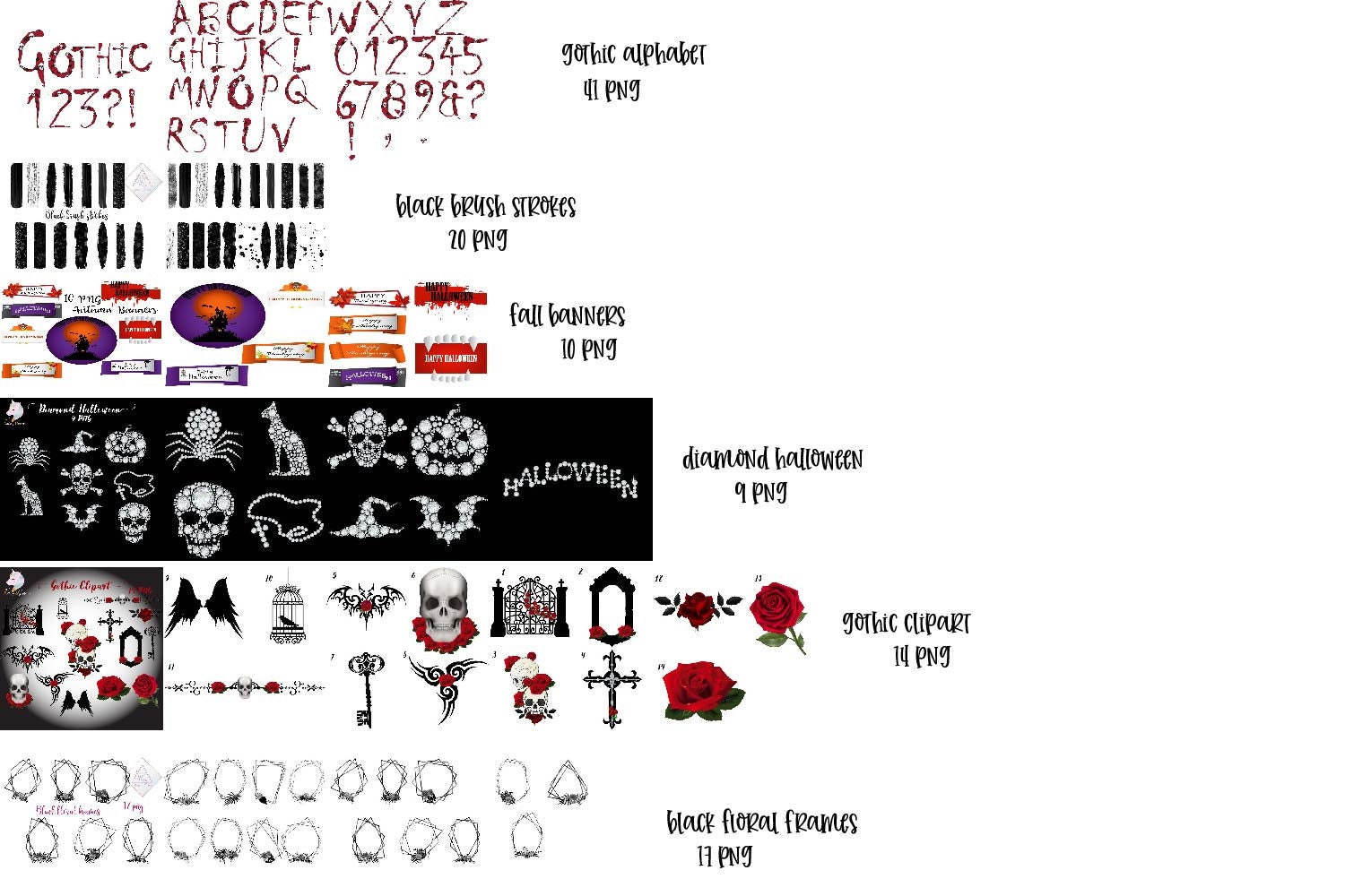 Gothic Bundle Huge Bundle Graphics Halloween Clipart Red - Etsy