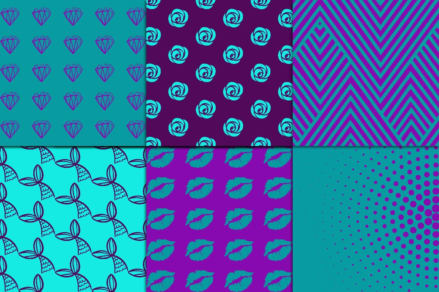 Purple and teal royal digital paper marine backgrounds | Etsy