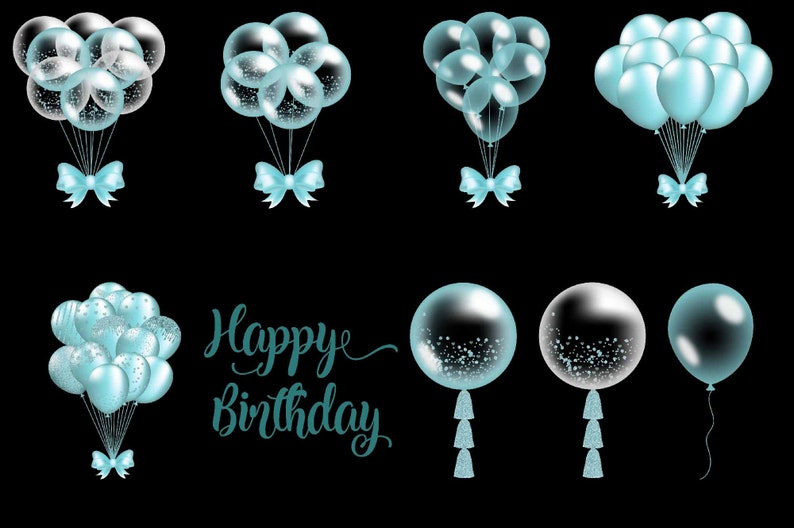 Baby Blue Balloons Party Clip Art Pastel Baby Shower | Etsy