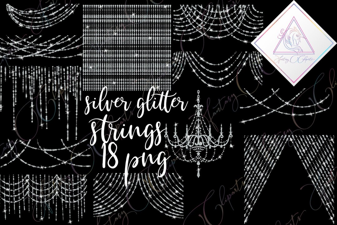 Silver Glitter String of Lights Clipart, String Garlandsin Png, Glitter ...