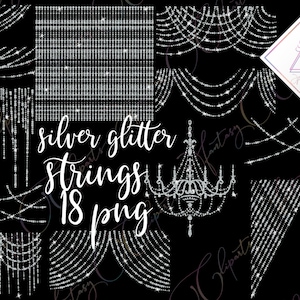 Silver Glitter String of Lights Clipart, String Garlandsin Png, Glitter ...