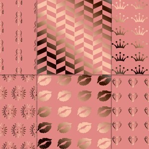 Blush and Copper, Digital Paper, Pink Backgrounds, Rose Gold Bronze ...