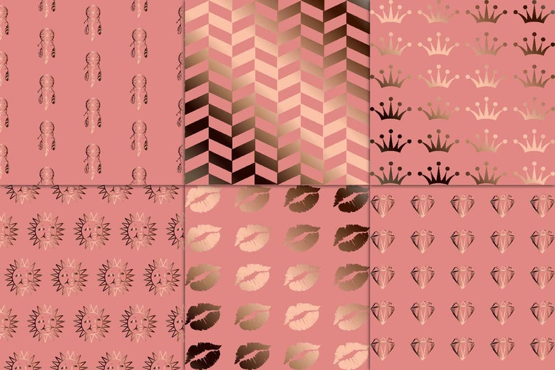 Blush and Copper Digital Paper Pink Backgrounds Rose Gold - Etsy