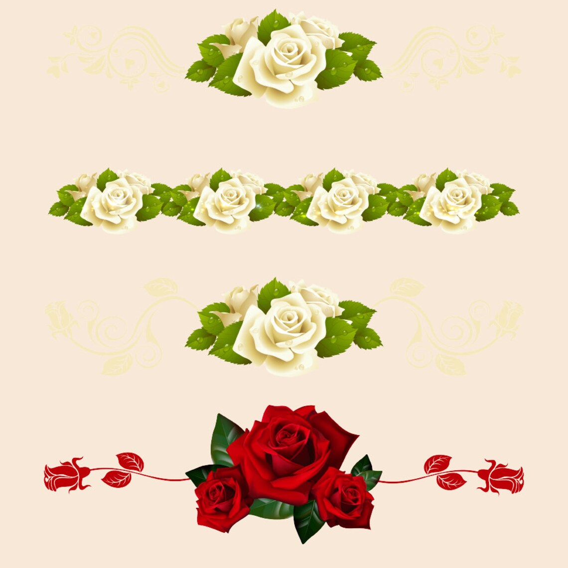 Rose Borders, Flower Clipart, Border Clip Art, Floral Art, Printable ...