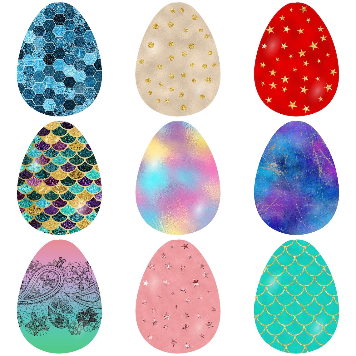 Easter Eggs Clipart Easter Clip Art Spring Graphics Gold - Etsy