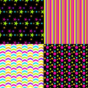 Neon Digital Paper, Neon Paper Pack, Scrapbooking Paper, Fluorescent ...