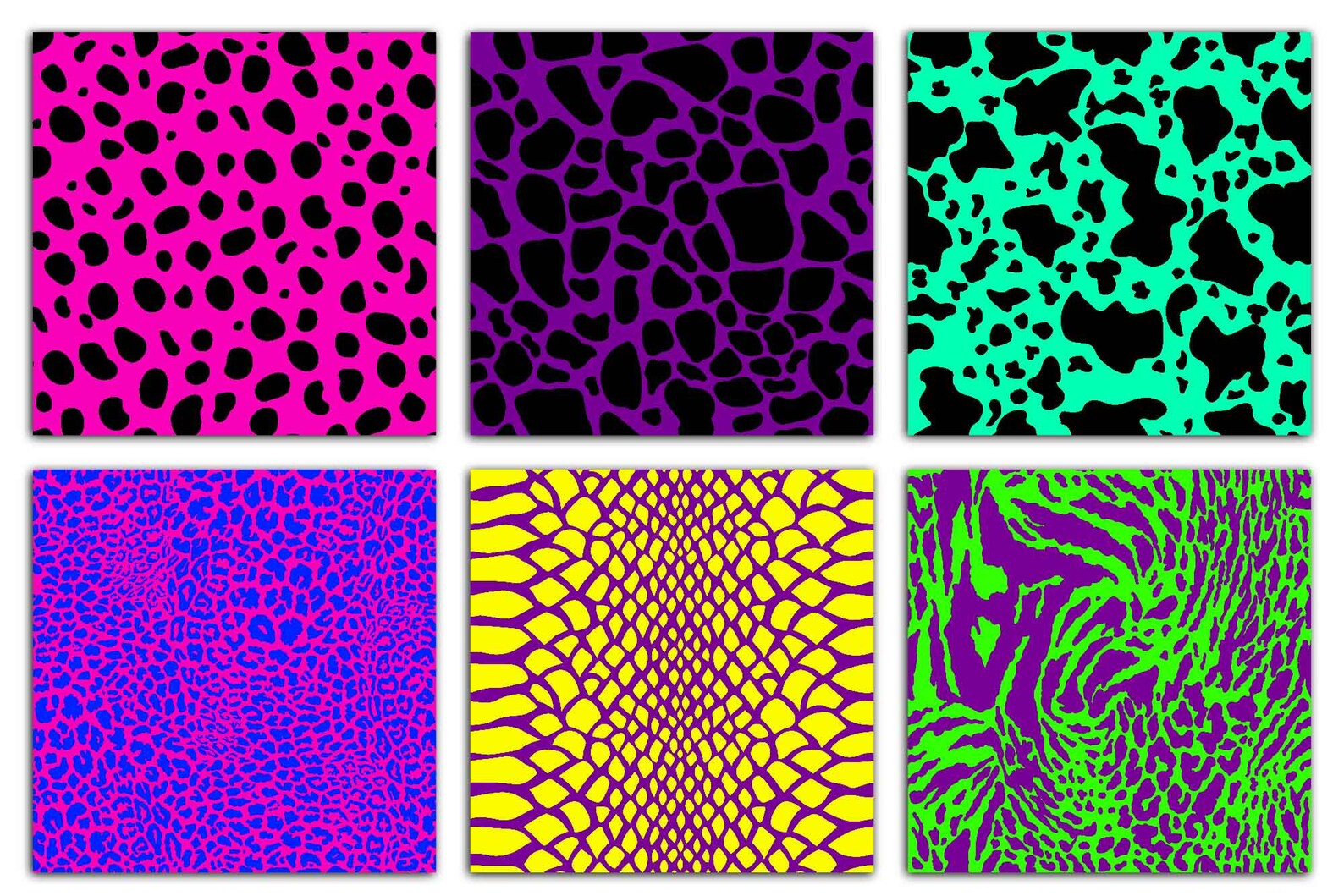 Neon Safari Animal Print Digital Paper Colorful Cheetah - Etsy