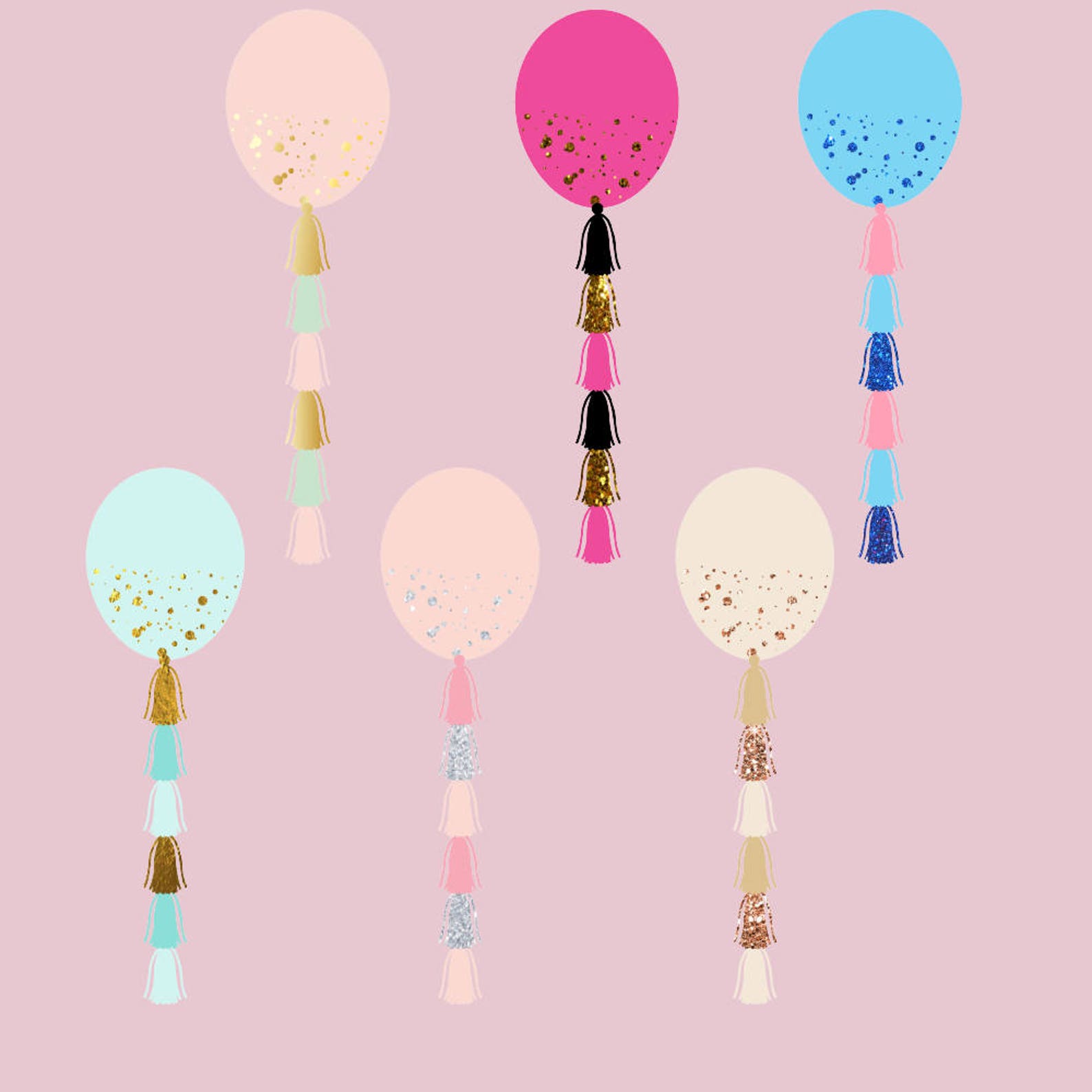 Balloon Tassels Glitter Tassels Balloon Clipart Tassels | Etsy